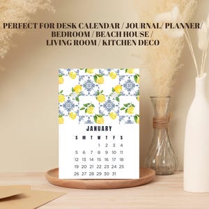 2025 Printable Lemon Blue Tiles Calendar Sicily Italy Inspired Dated ...