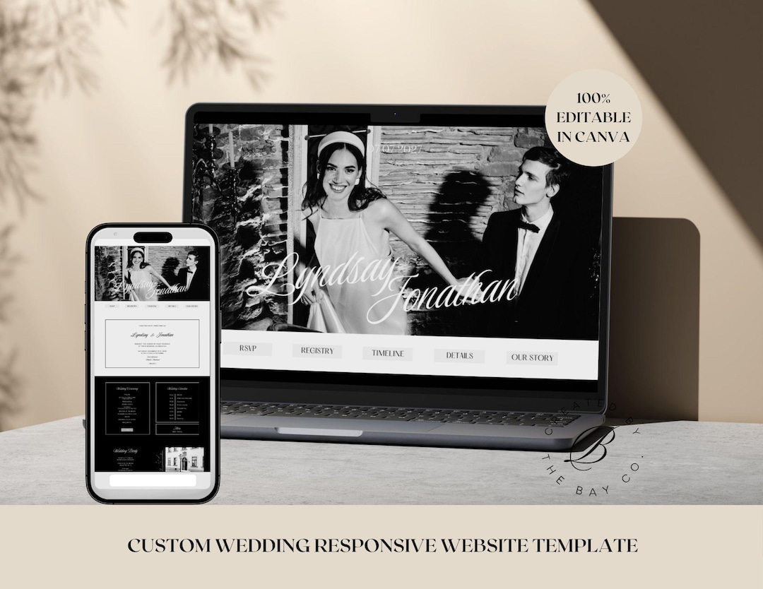Elegant Wedding Website Editable Canva Template, Custom Classic ...