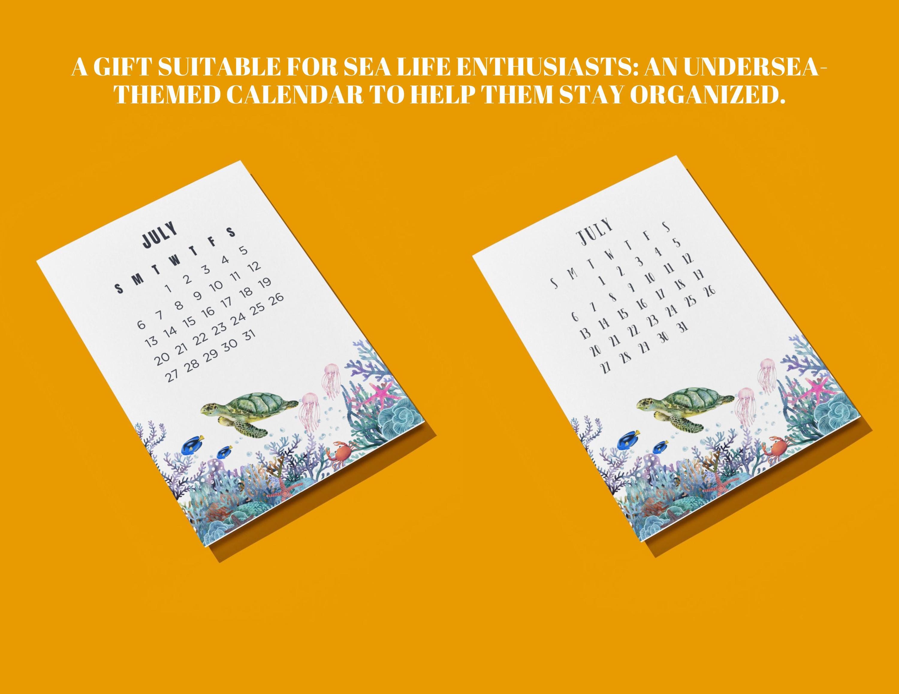 2025 Printable Sea Life Under the Sea Calendar Ocean Animals Dated 5x7 ...