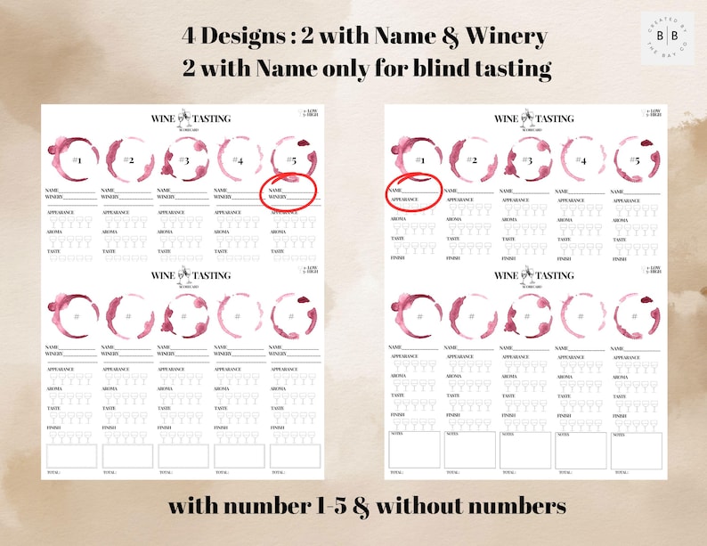 Printable Blind Wine Tasting Scorecards, Wine Party Supplies, Wine ...