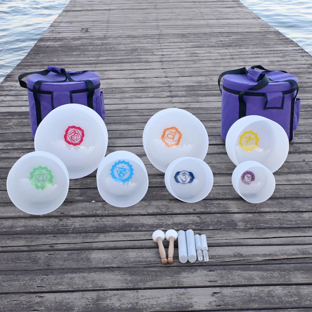 432HZ Perfect Pitch 6''-12''/8''-14'' 7 Pcs Chrakra Symbol Crystal ...