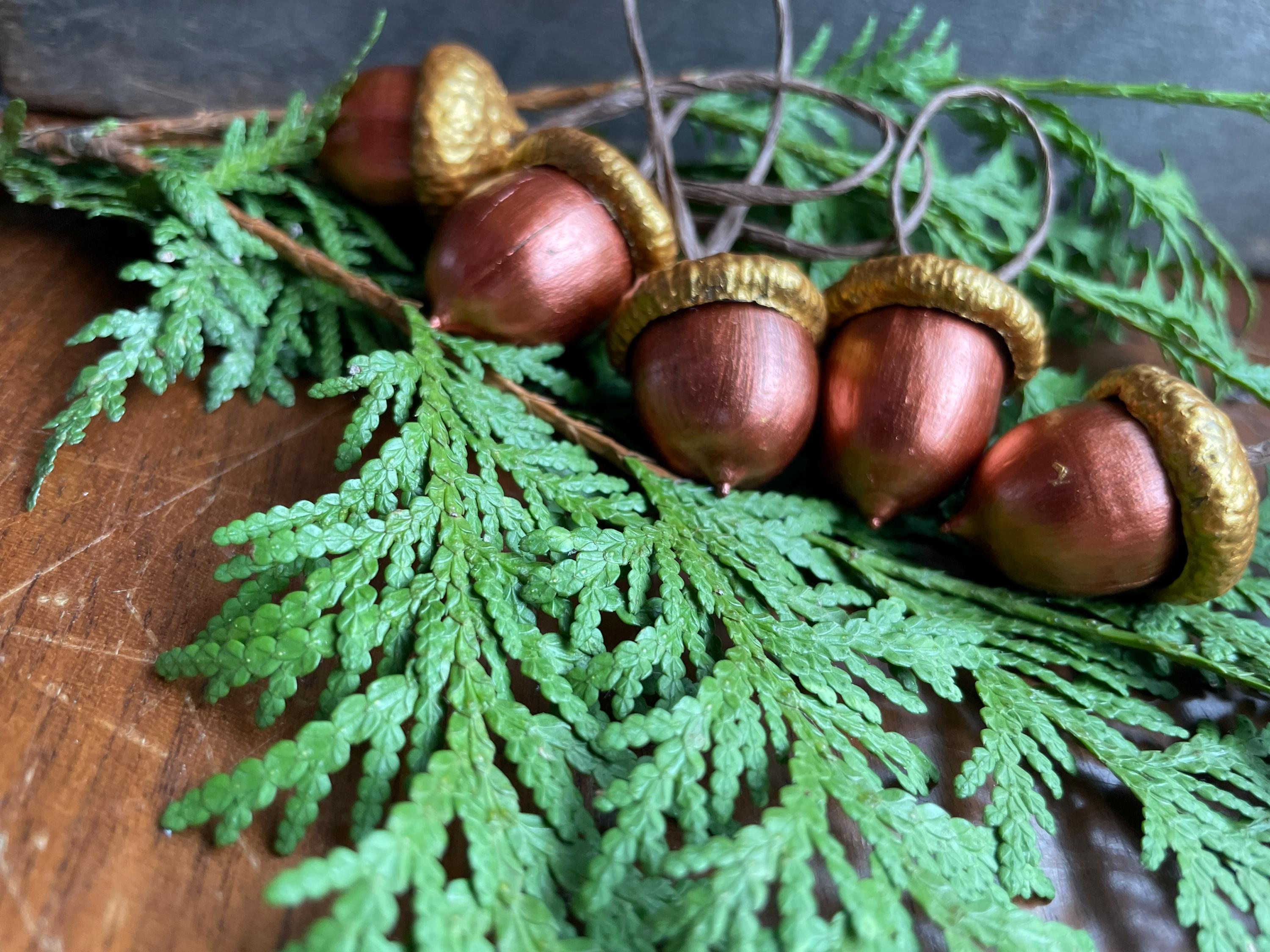 Metallic Acorn Christmas Ornaments - Etsy