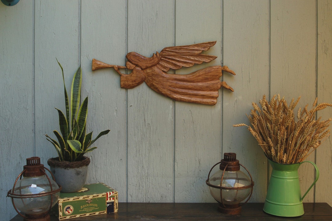 Hand Carved Wooden Angel - Etsy