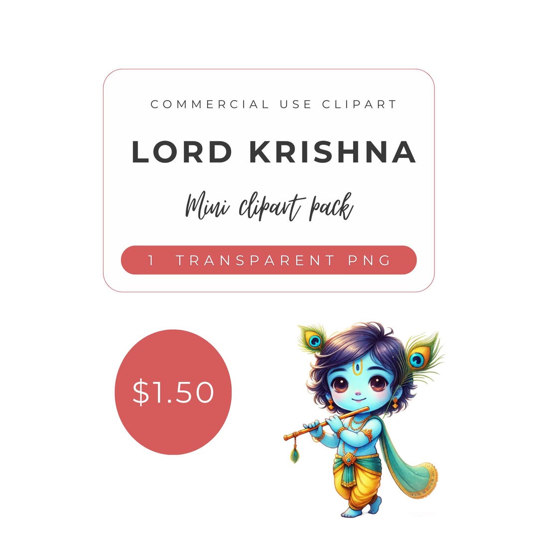 Chibi Lord Krishna Clipart: Watercolor Hindu God (PNG) - Etsy