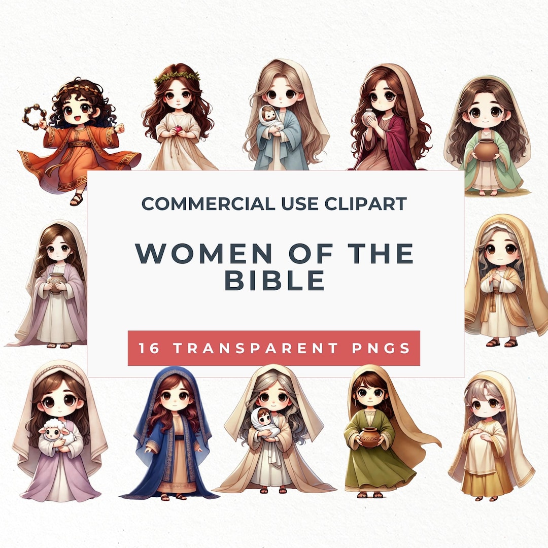 Chibi Women of the Bible Clipart, Biblical Characters, Bible Study Art ...