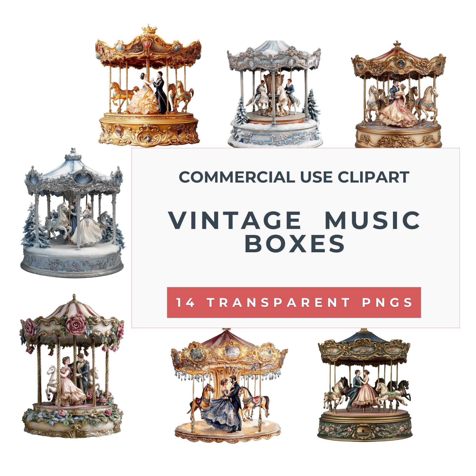Victorian Carousel Music Box Clipart for Vintage, Watercolor, Romance ...