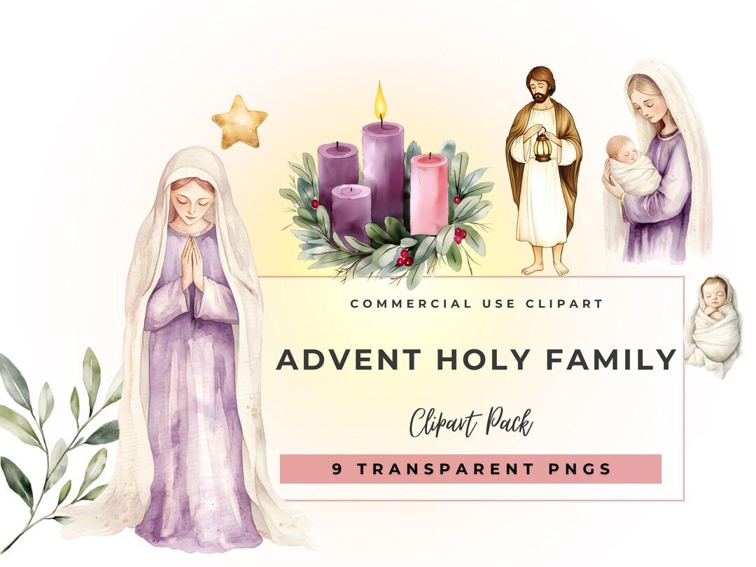 Advent Holy Family Clipart | Mary Joseph Lantern Prayer | Catholic ...