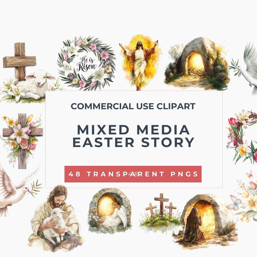 Christian Easter Clipart | He is Risen PNG | Resurrection Story Clipart ...