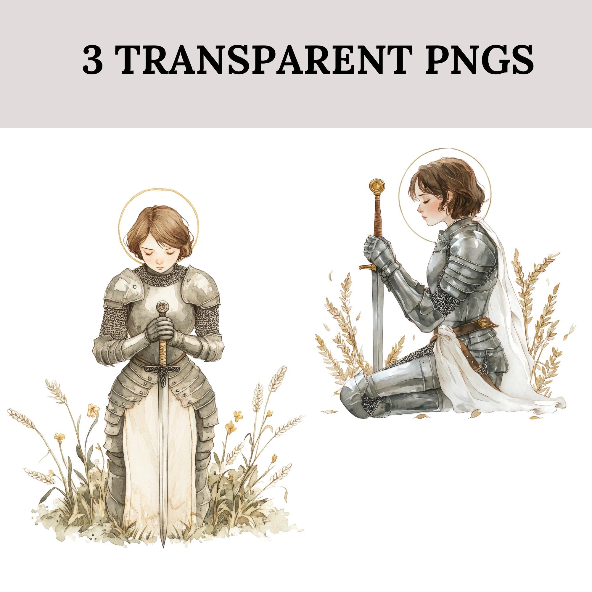 Watercolor St. Joan of Arc Clipart | Catholic Saint Warrior Woman Art ...