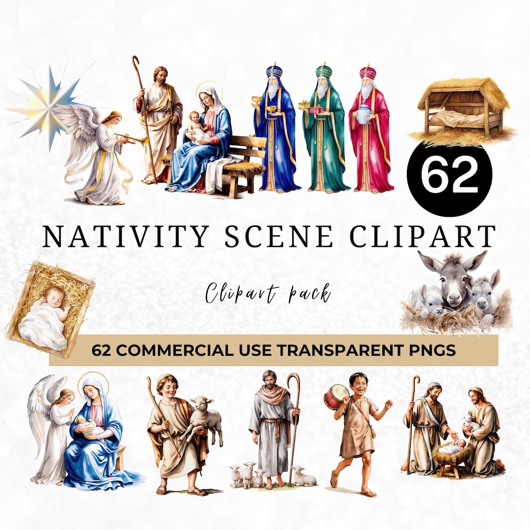 Christmas Nativity Clipart Bundle, Biblical Nativity Scene Clip Art ...