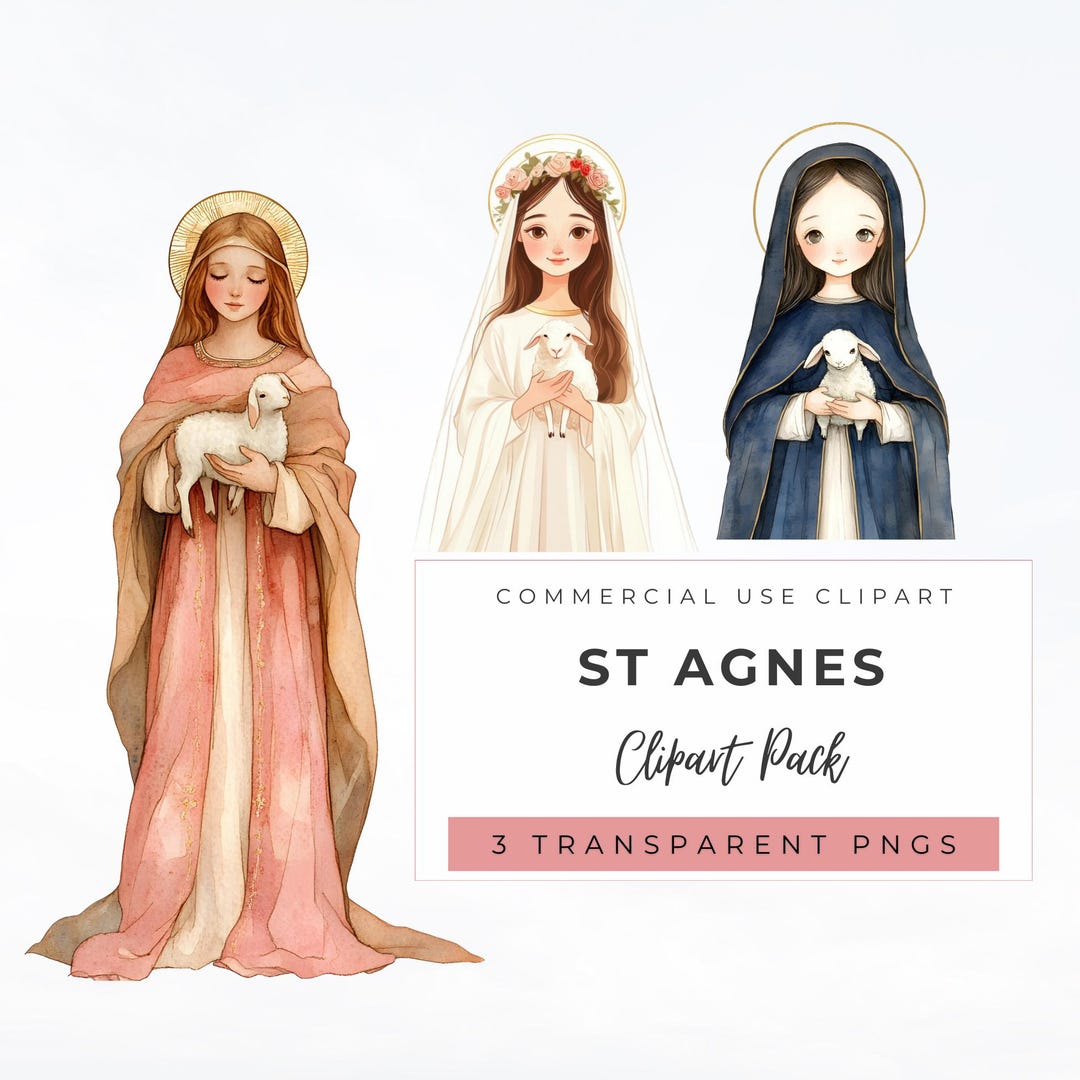 Saint Agnes With Lamb – Soft Watercolor Catholic Saint Clipart ...