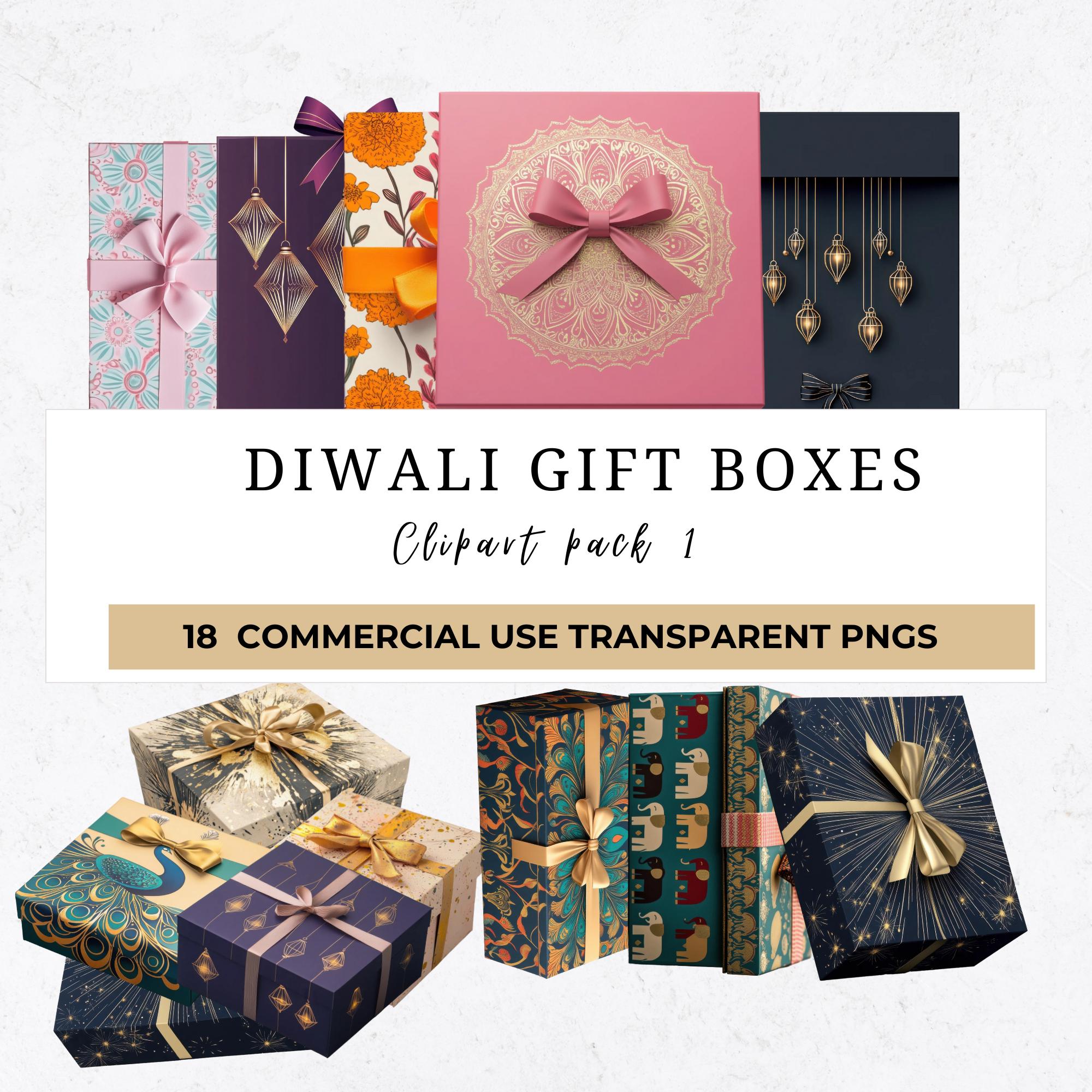 Vibrant Diwali Gift Box Clipart With Traditional and Modern Indian ...