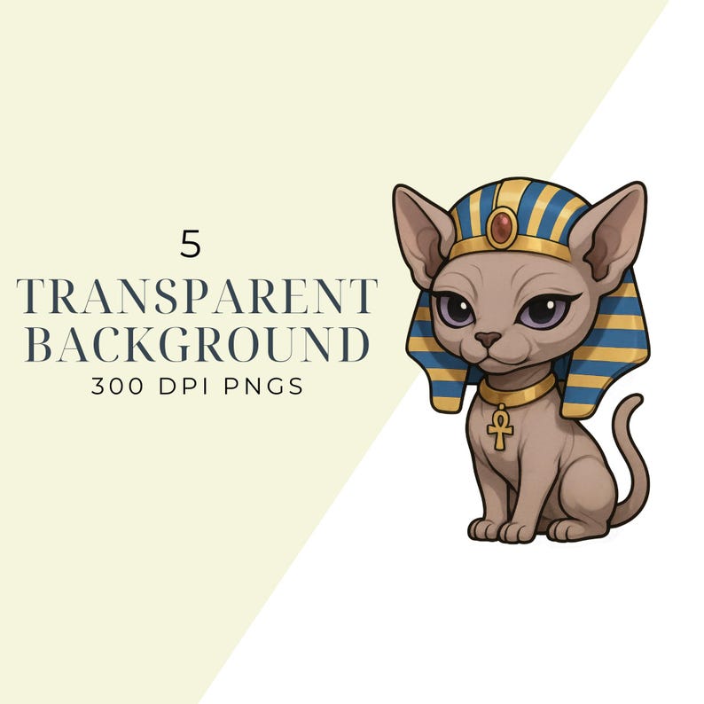 Chibi Egyptian Cats Clipart: Royal Sphinx Pngs (transparent Background ...