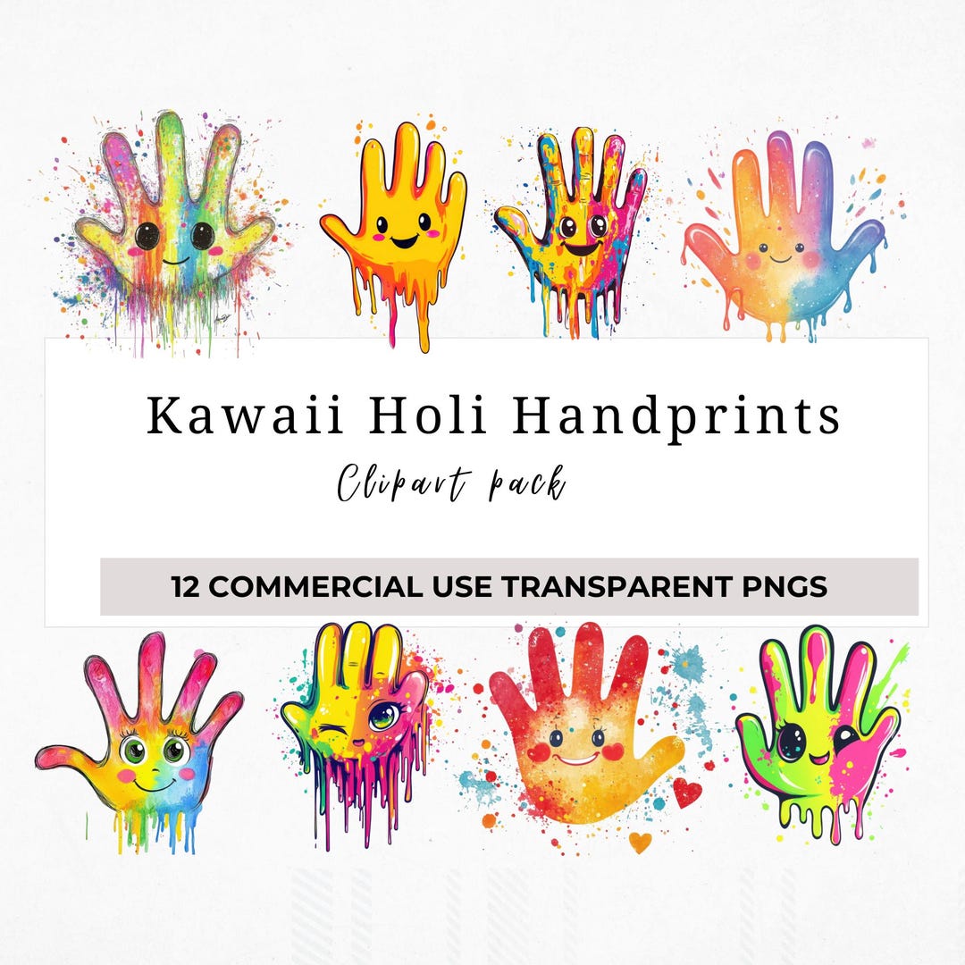 Kawaii Holi Handprint Clipart | Festival of Colors Clip Art, Perfect ...