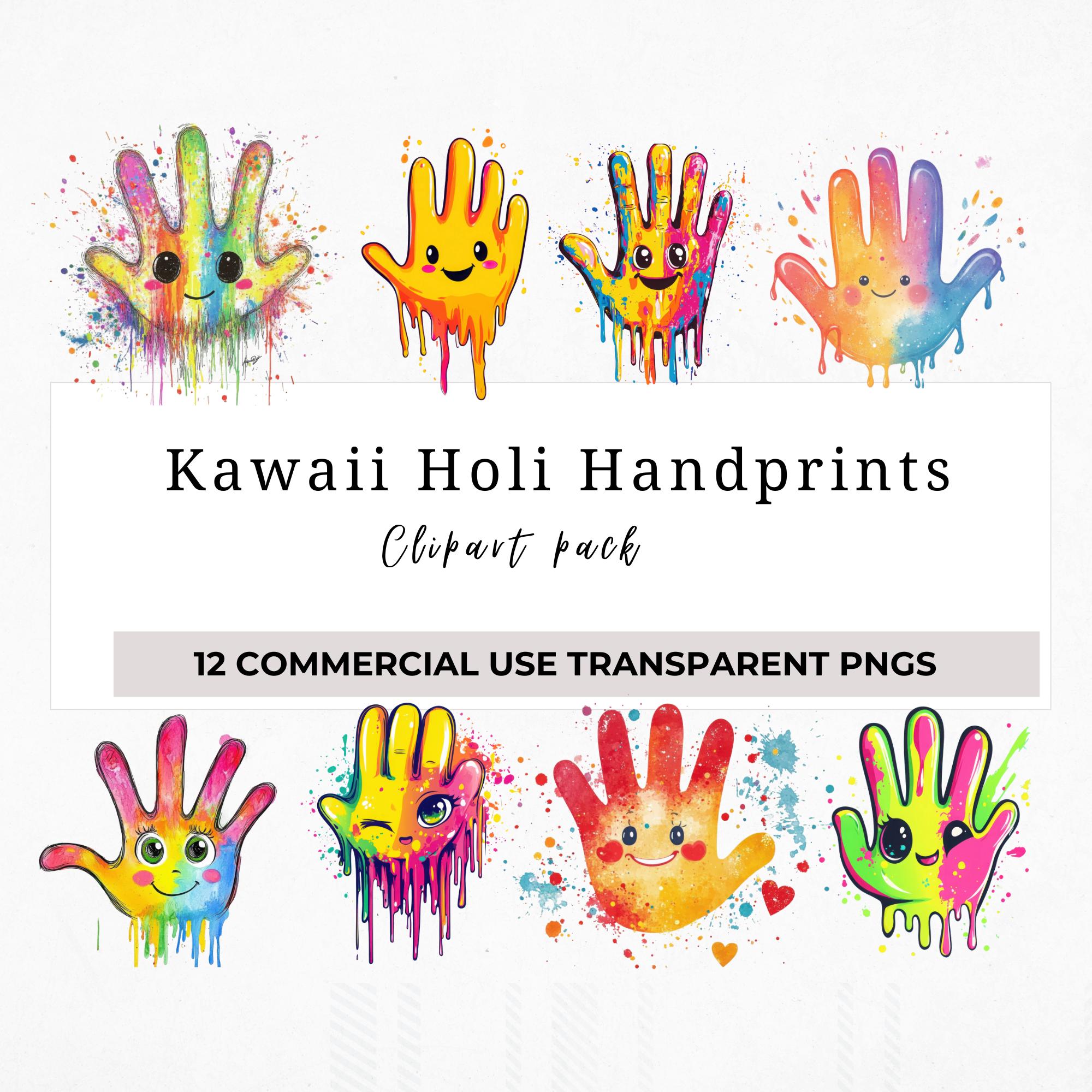 Kawaii Holi Handprint Clipart | Festival of Colors Clip Art, Perfect ...