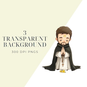 Saint Dominic Clipart | Catholic Saint PNG | Semi Chibi Watercolor ...