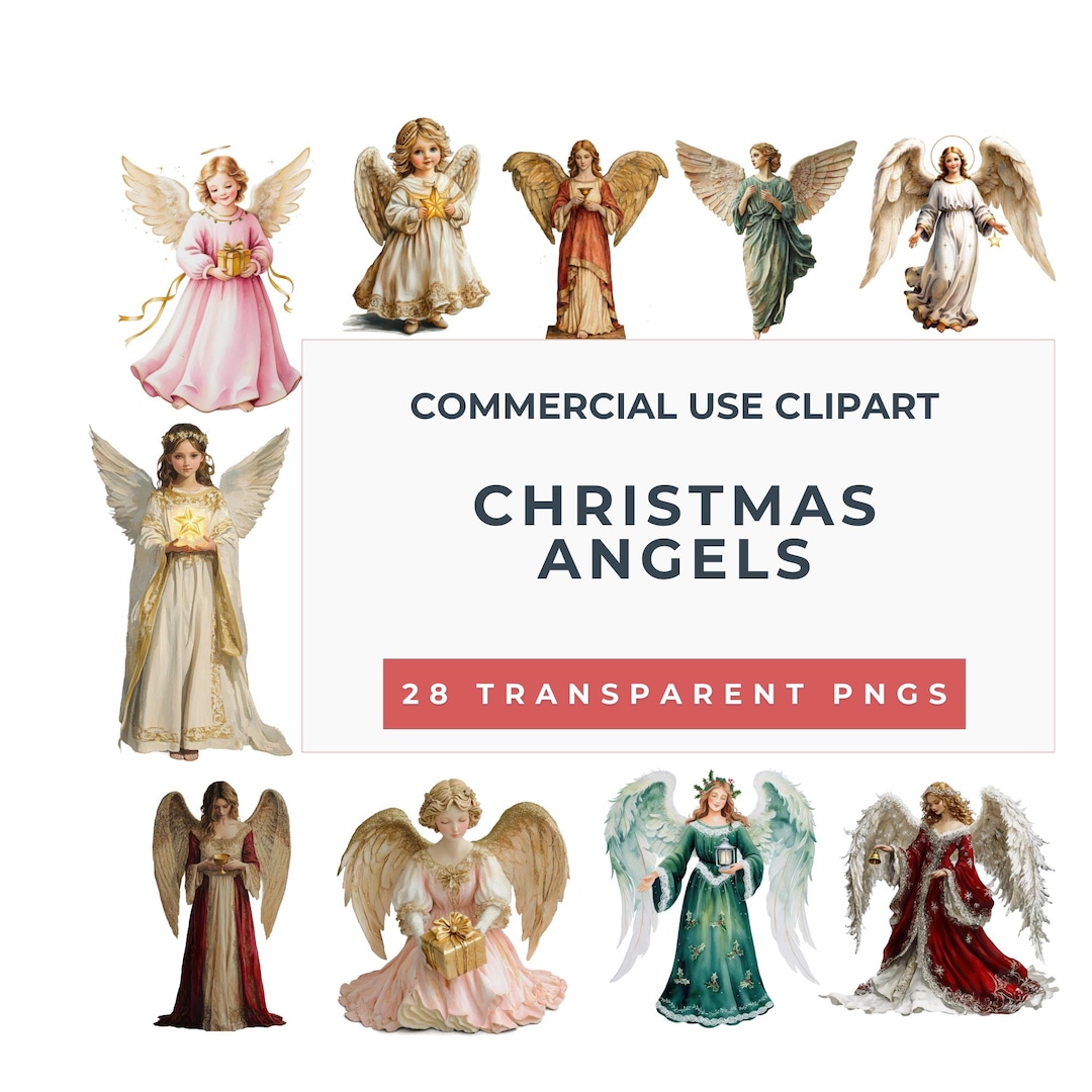 Watercolor Christmas Angel Clipart: Holiday Junk Journal Graphics ...
