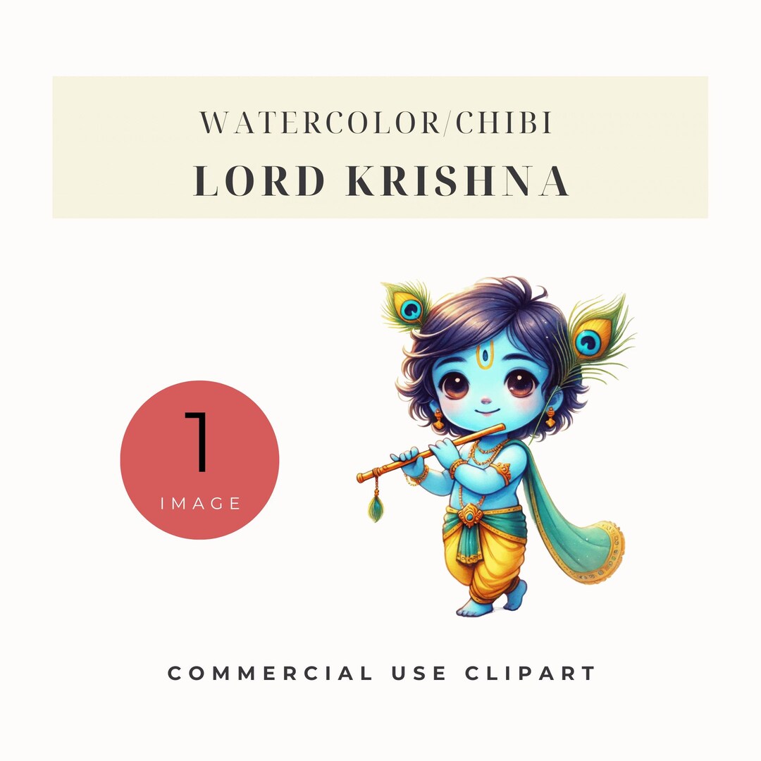 Chibi Lord Krishna Clipart | Cute Blue Krishna Playing Flute | Hindu ...