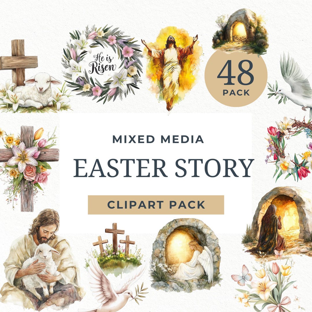 Christian Easter Clipart | He is Risen PNG | Resurrection Story Clipart ...