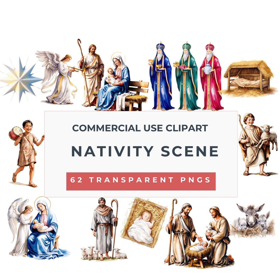 Christmas Nativity Clipart Bundle, Biblical Nativity Scene Clip Art ...