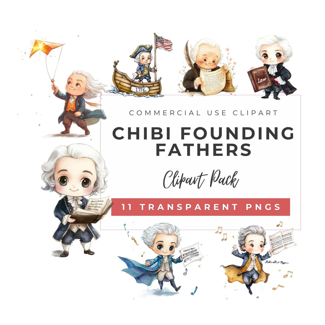 Chibi Founding Fathers Clipart Set, Washington, Jefferson, Adams ...