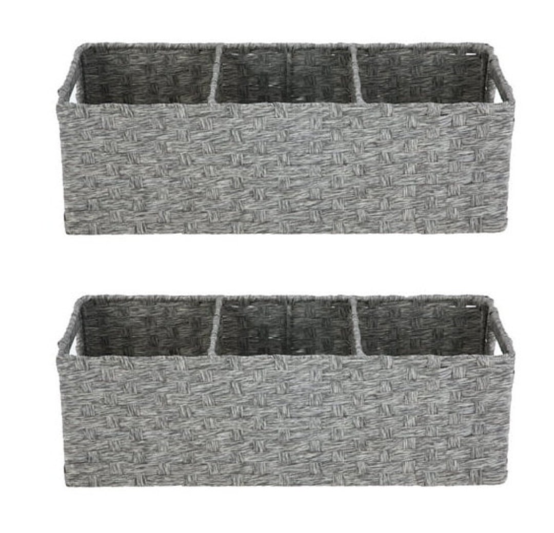 Mainstays 3-compartment Storage Basket Set With Handles - Etsy