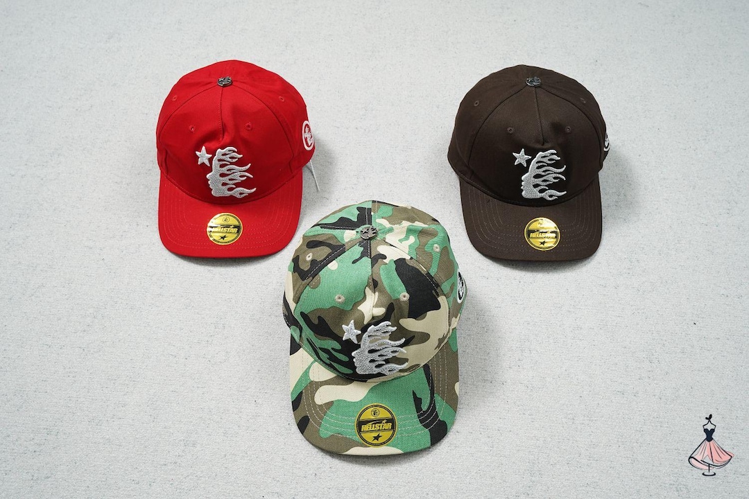 Hellstar Face Logo Black Camo Red Adjustable Trucker Hat Unisex ...