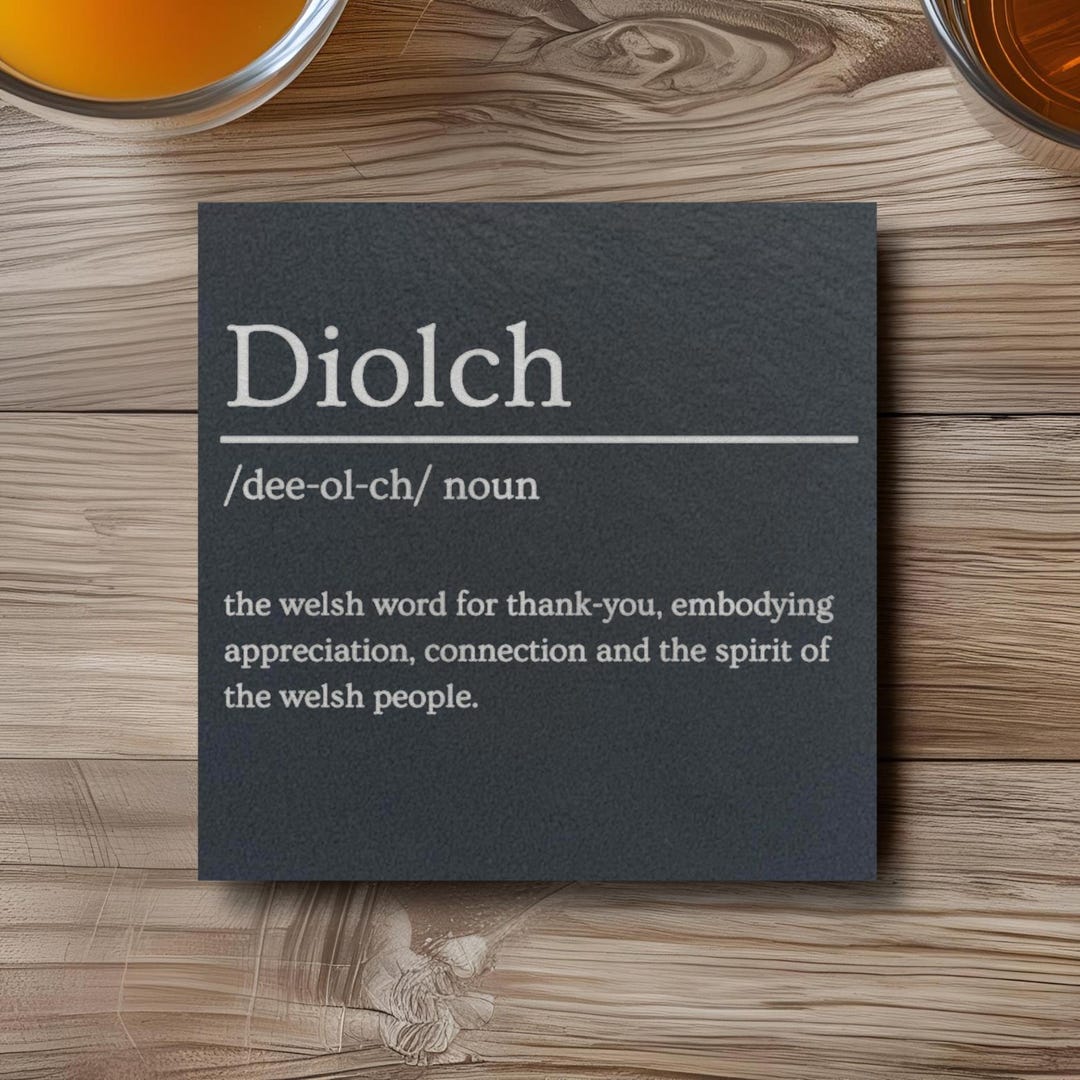 Diolch Welsh Slate Coaster: Thank You Gift From Wales - Etsy