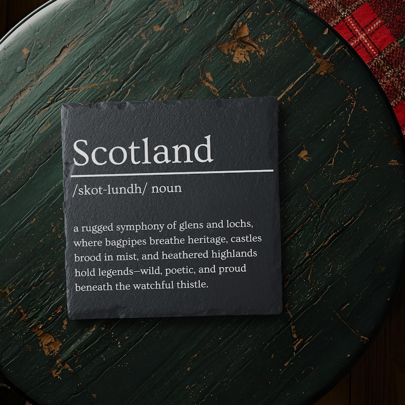 Scotland Dictionary Definition Slate Coaster Gift - Scottish Gift ...