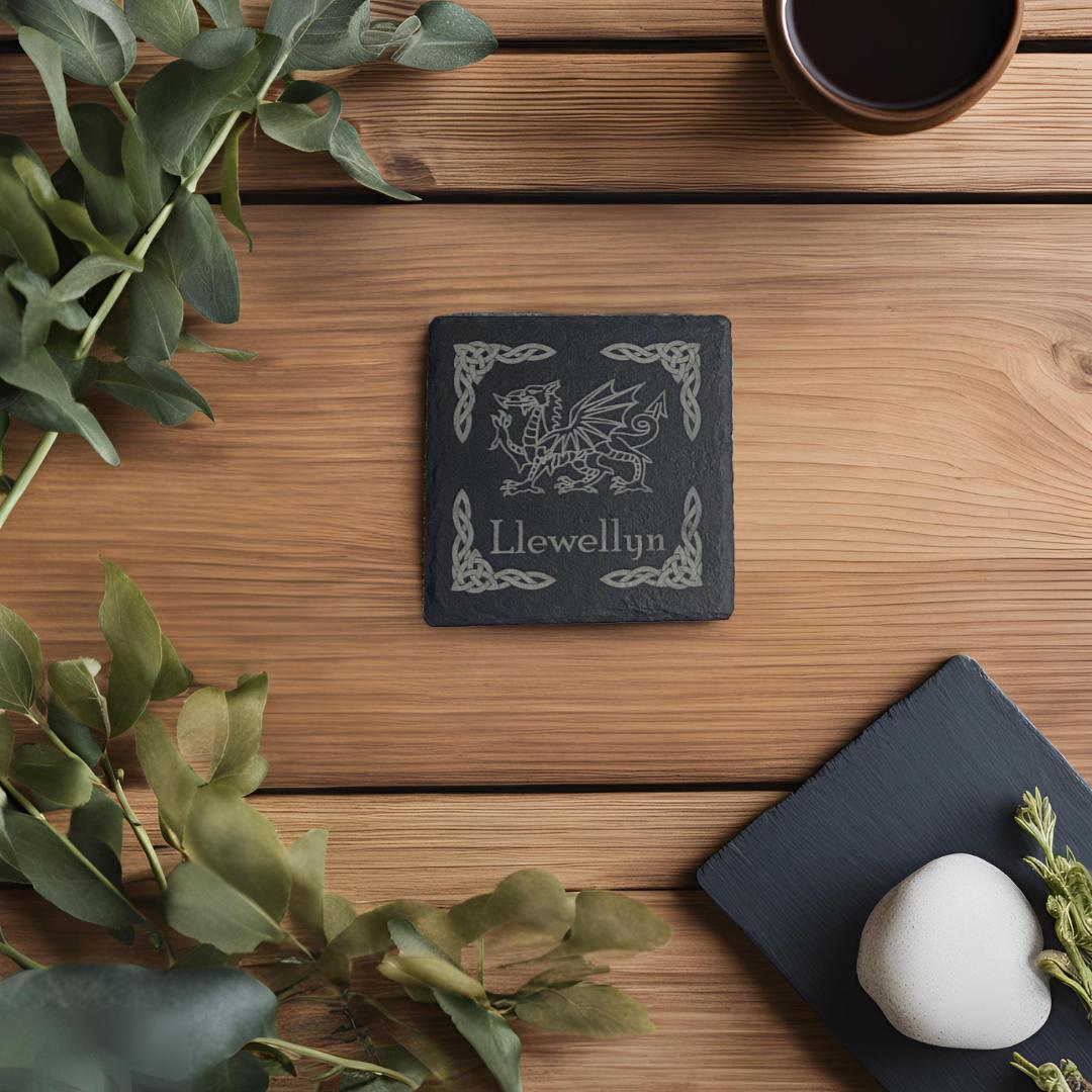 Welsh Gift Slate Coaster - Welsh Gift Idea, Welsh Dragon Gift for Welsh ...