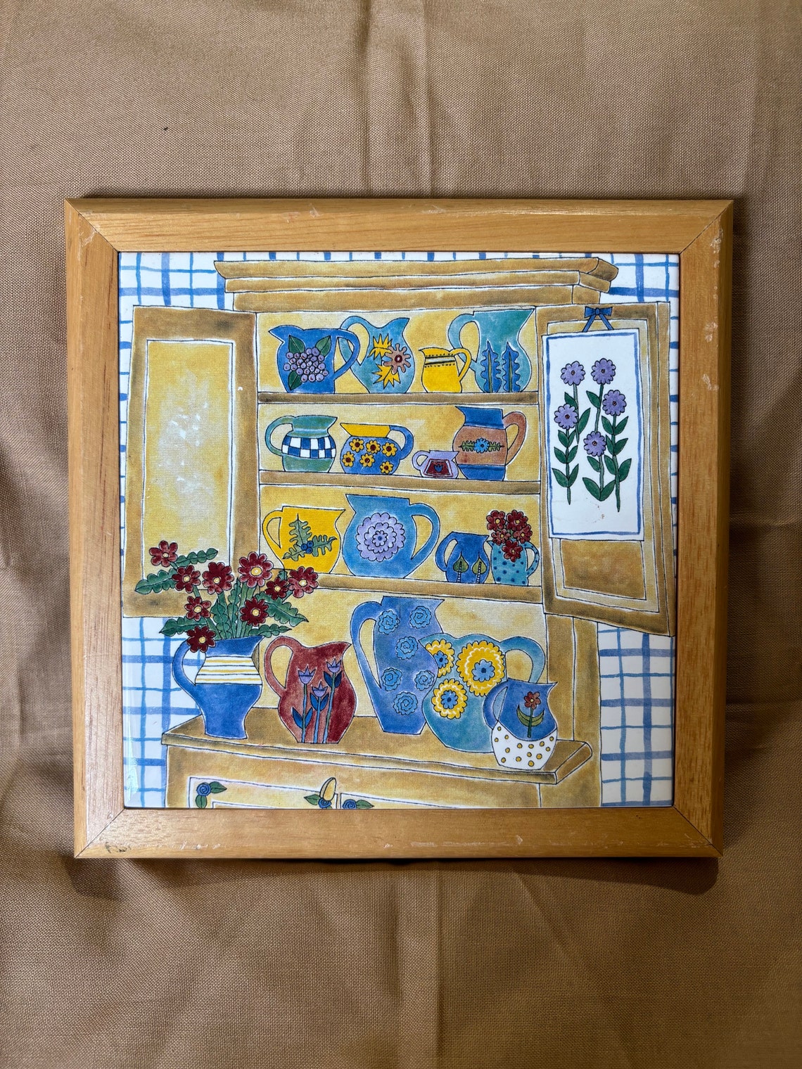 Wood Framed Ceramic Tile Cupboard/hatch Artwork - Etsy