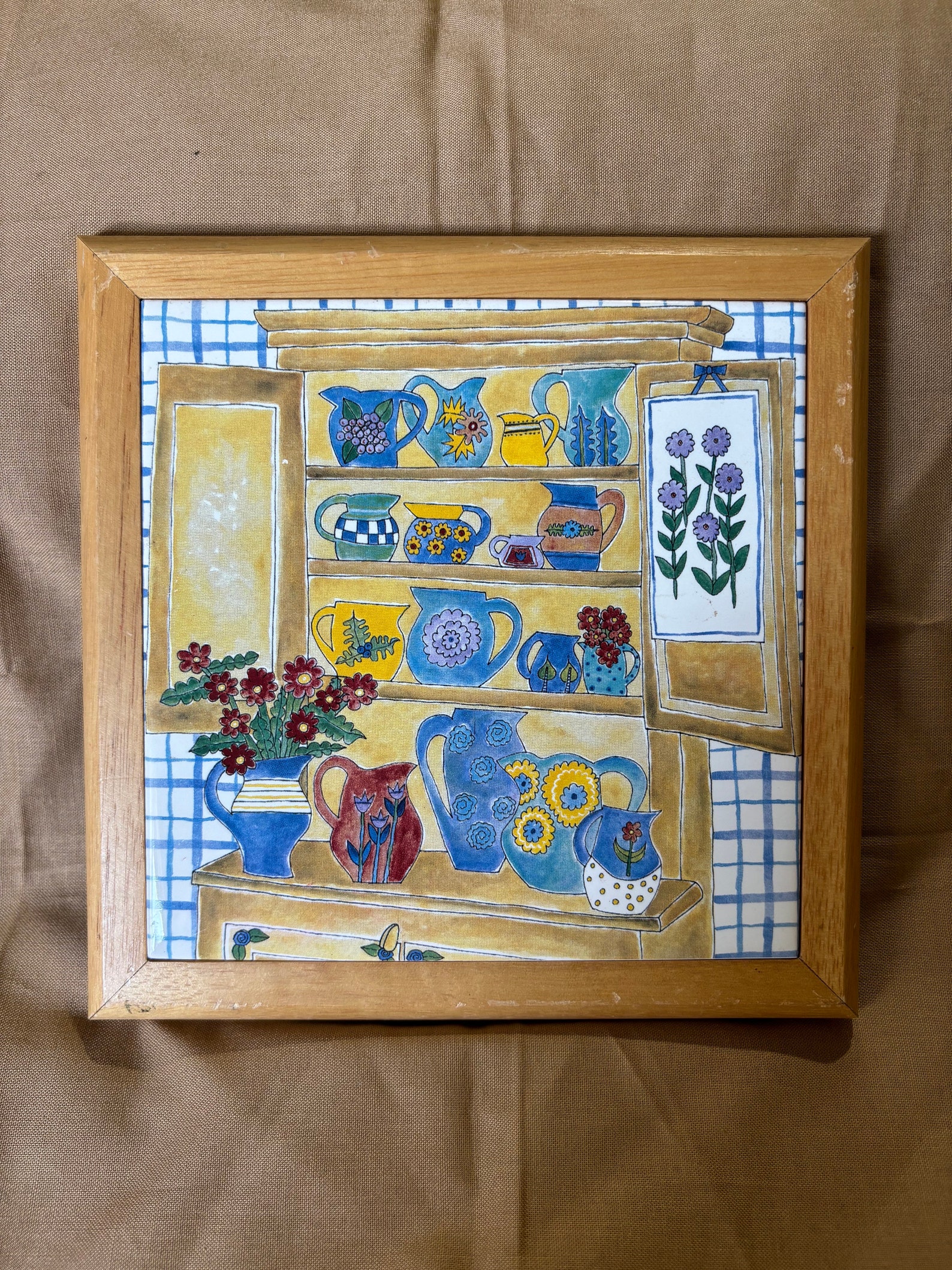 Wood Framed Ceramic Tile Cupboard/hatch Artwork - Etsy