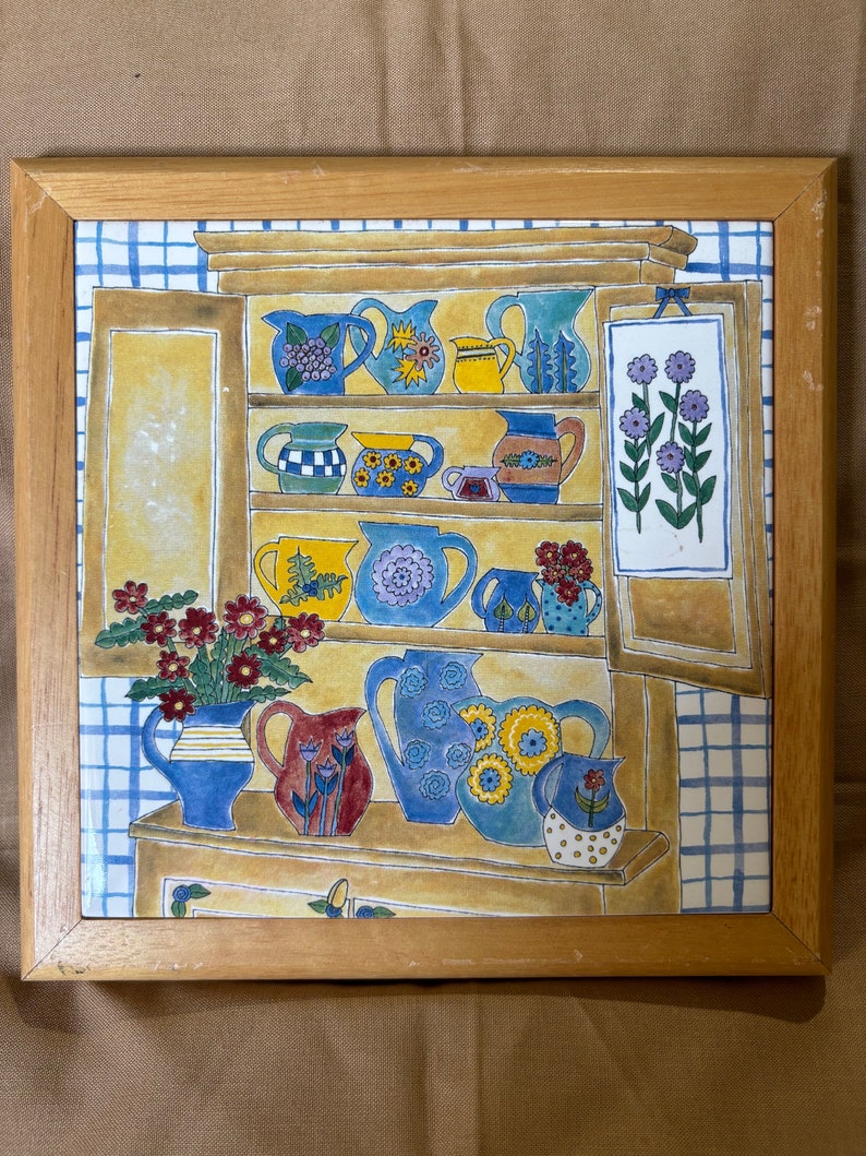 Wood Framed Ceramic Tile Cupboard/hatch Artwork - Etsy