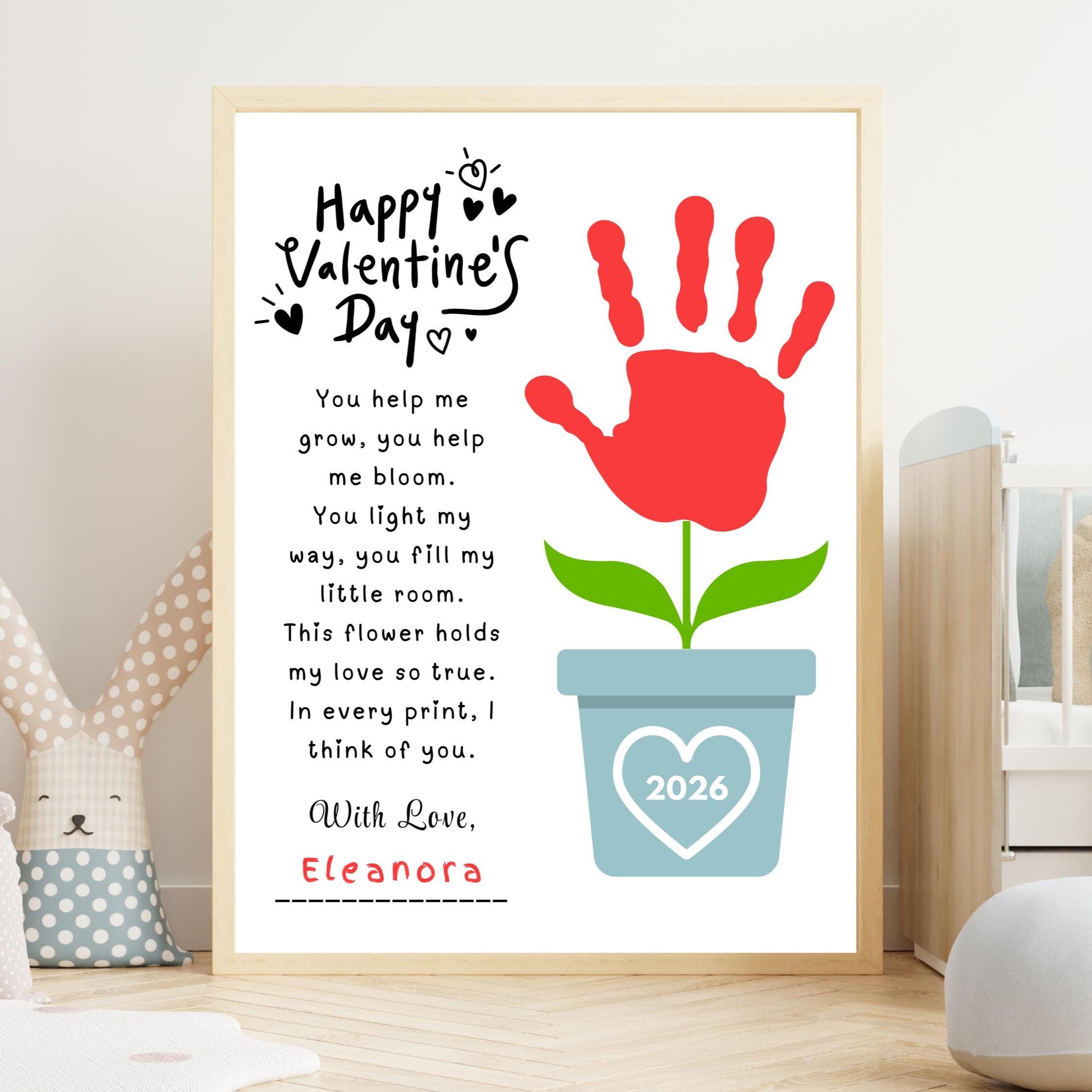 Valentine Handprint Craft for Kids, Flower Poem Keepsake Gift ...
