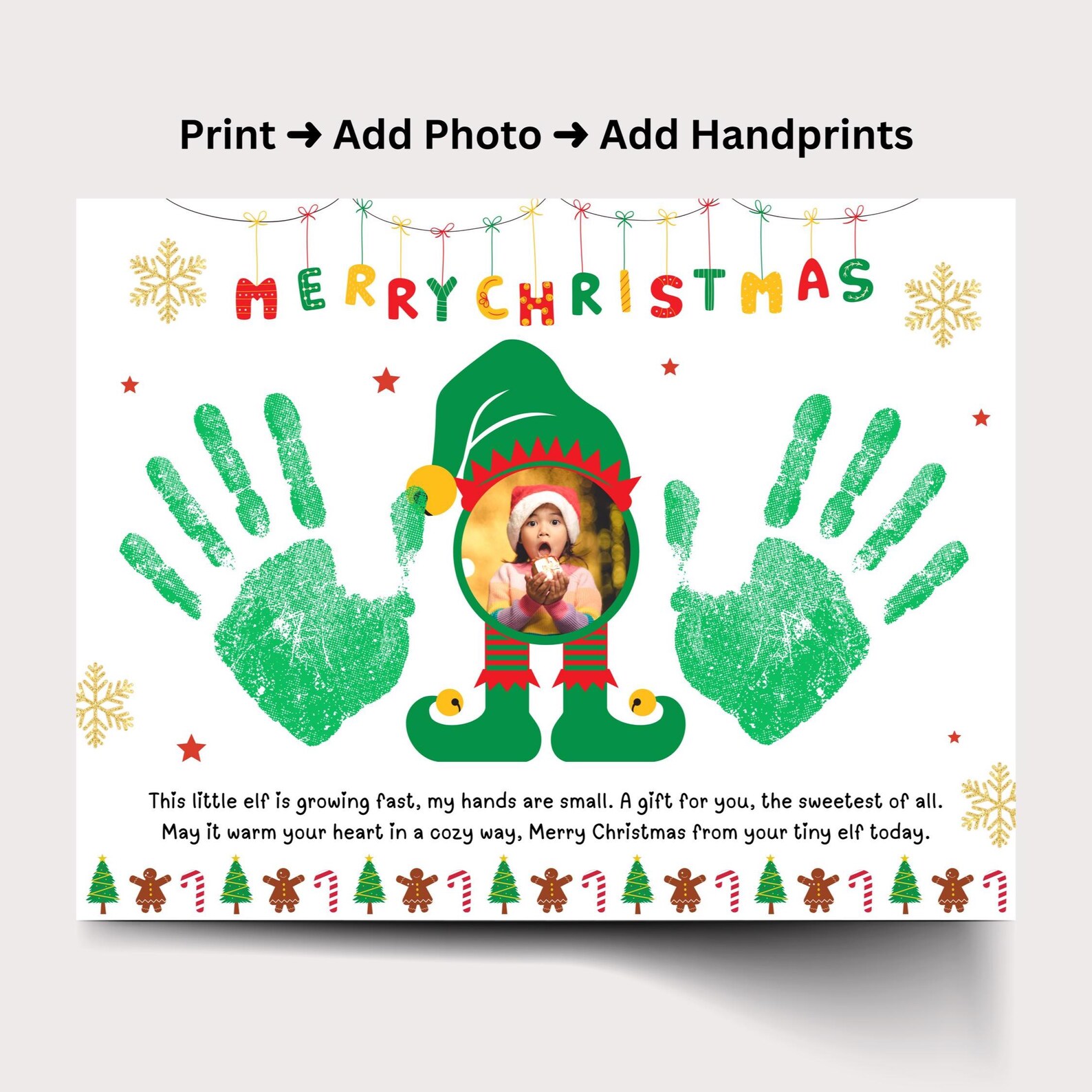 Christmas Handprint Poem DIY Art Craft Bundle, Printable Christmas ...