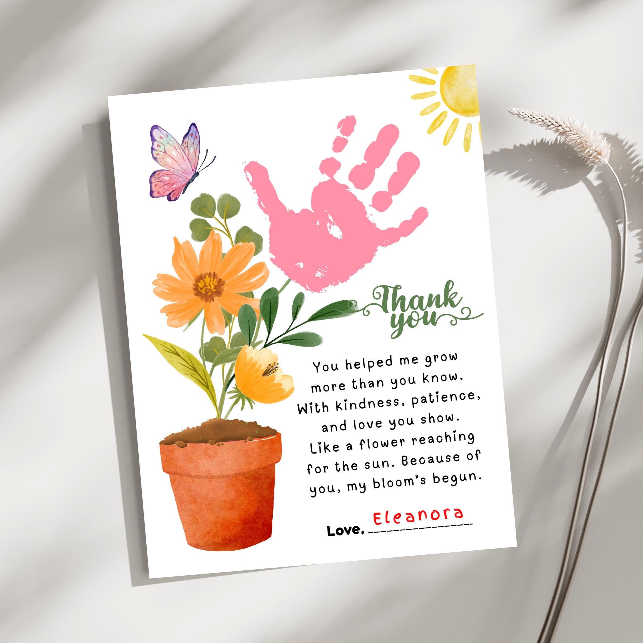 Teacher Appreciation Handprint Craft Printable, Thank You Teacher Gift ...