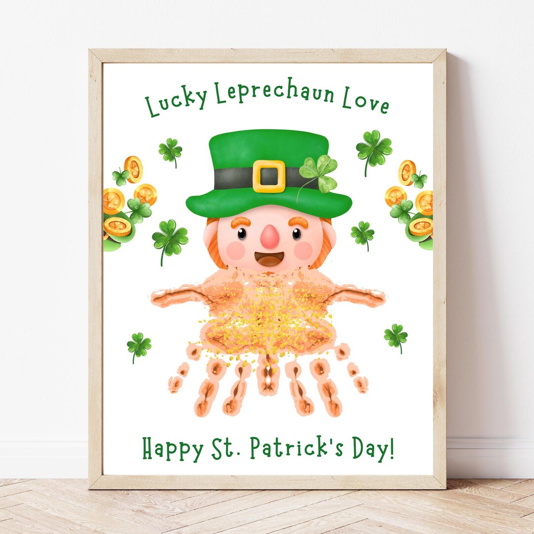St. Patrick’s Day Handprint Craft, Little Leprechaun Beard Activity for ...