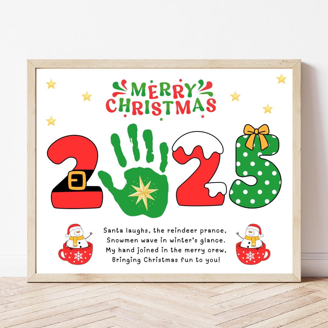 Christmas Kids Handprint Craft 2025, Santa Reindeer Snowman Activity ...