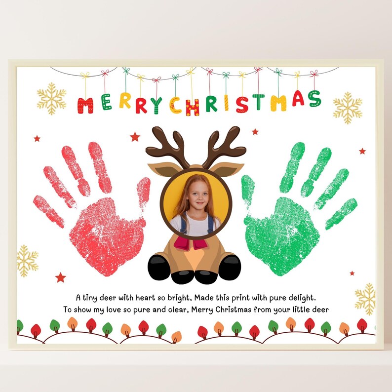 Christmas Handprint Art, I Love You Deerly, Christmas Reindeer Craft ...