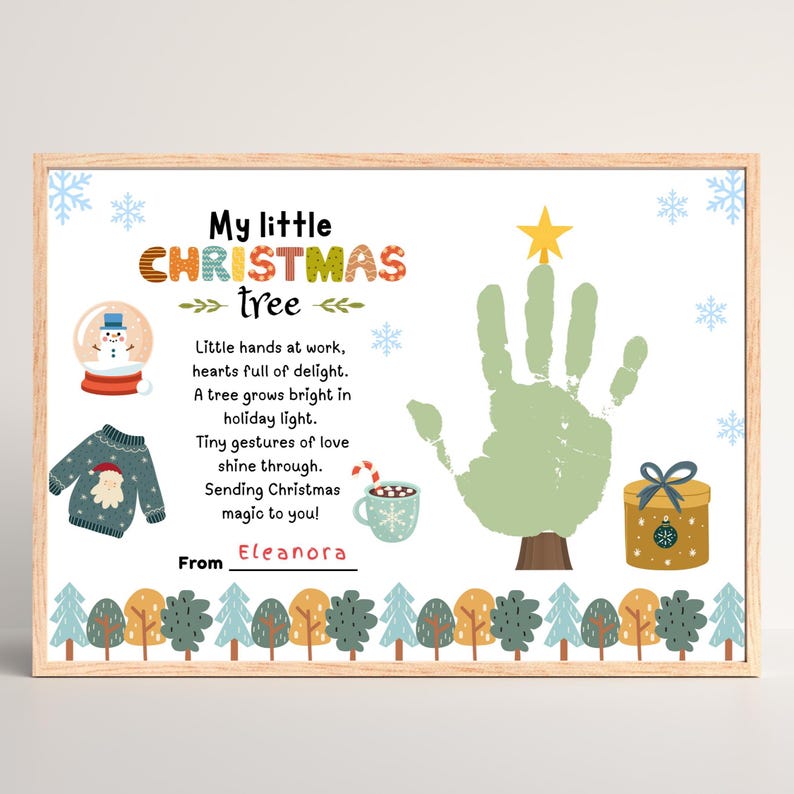 Christmas Tree Handprint Art, Printable | DIY Xmas Gift for Parents ...