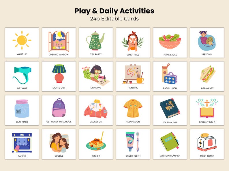 Daily Routine Cards Visual Schedule Toddler Routine Chart for Kids ...
