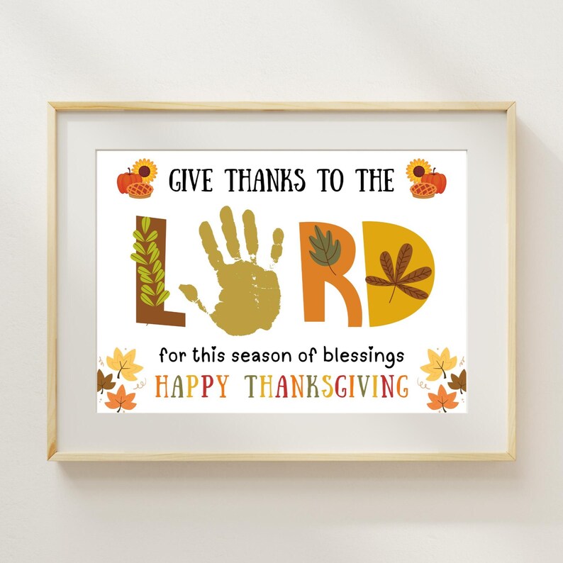 PRINTABLE Christian Thanksgiving Handprint Art Craft, Fall Kids Art ...