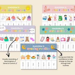 Kids Flip Routine Chart Editable Printable, Morning Evening Bedtime ...