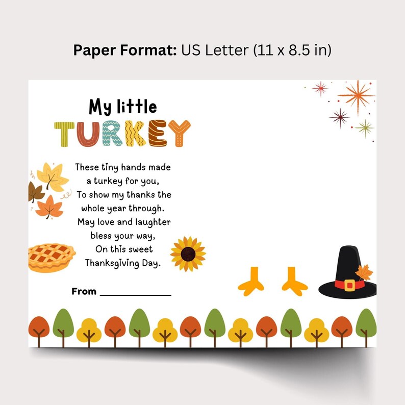 Turkey Poem Handprint Art: Thanksgiving Handprint Craft, Thankful ...