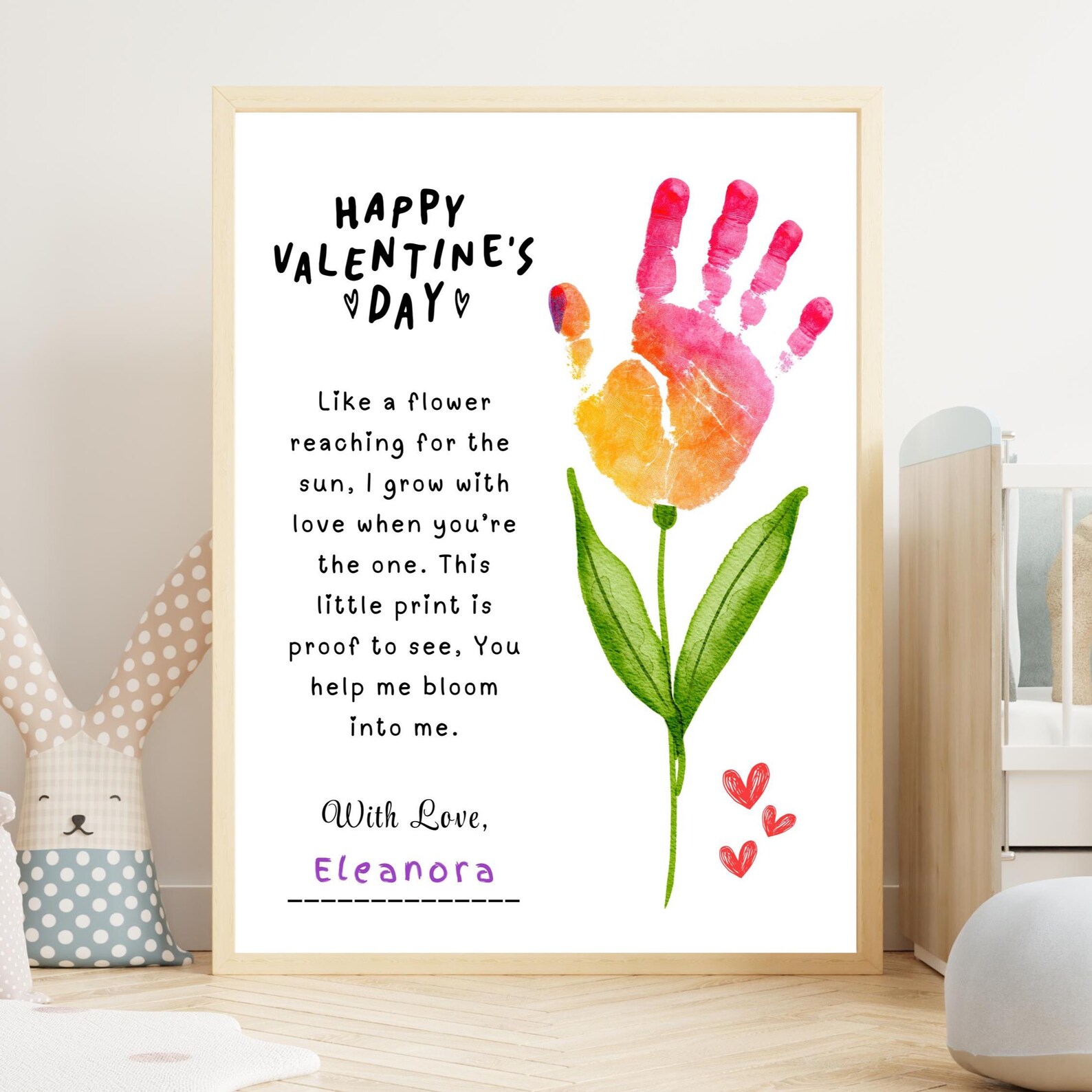 Valentine's Day Handprint Art Craft Template, Kids Valentine Activity ...
