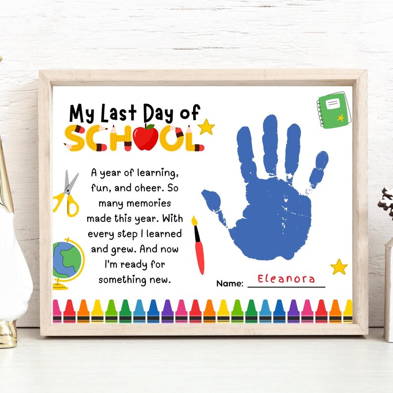 Last Day of School Handprint Craft Poem 2026, Preschool Graduation ...
