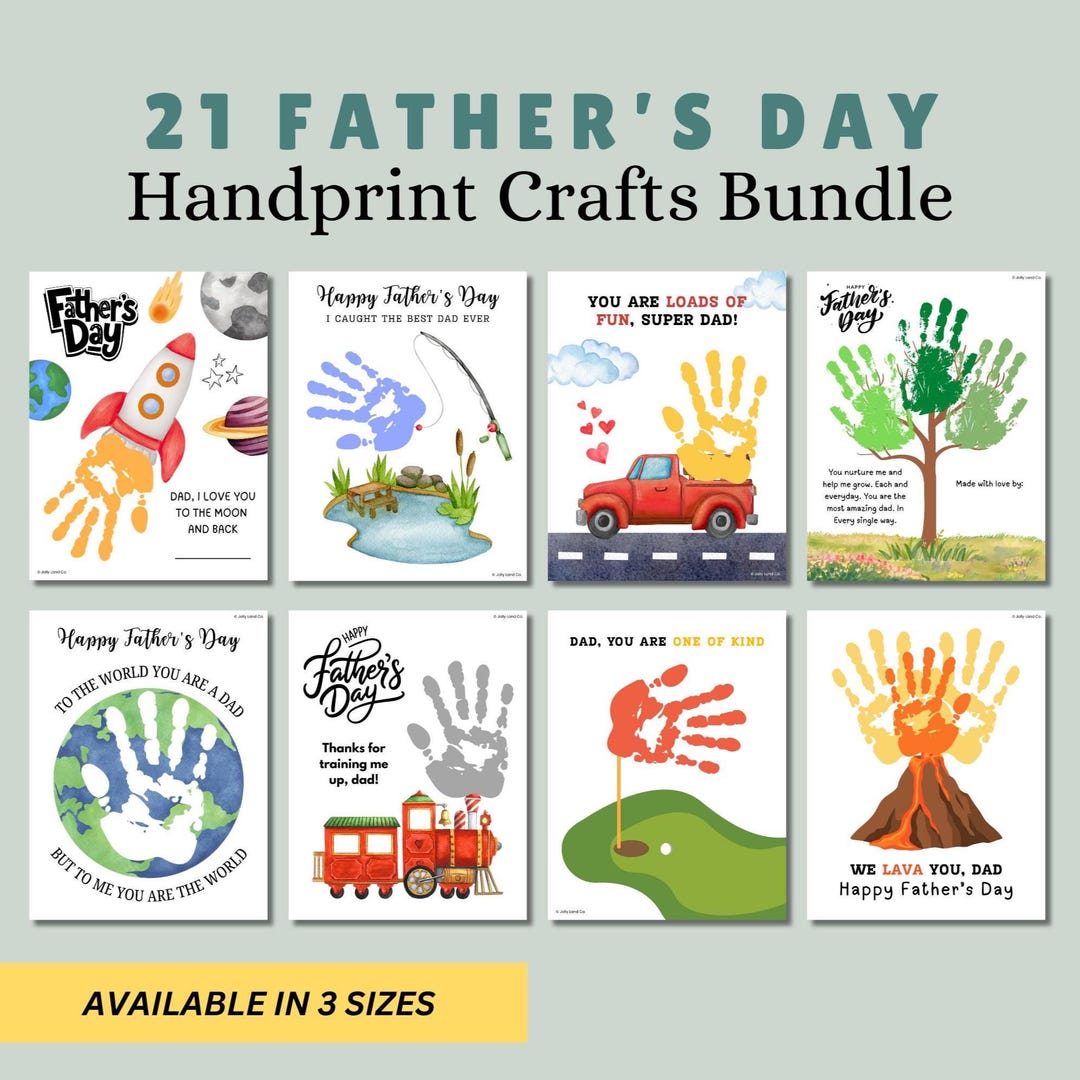 Father's Day Handprint Art Bundle: DIY Keepsake Gift (digital Download ...