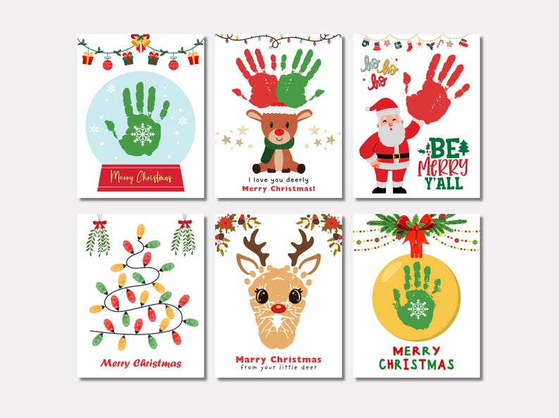 Christmas Handprint Art Bundle, 2O25 Holiday Handprint Keepsake for ...