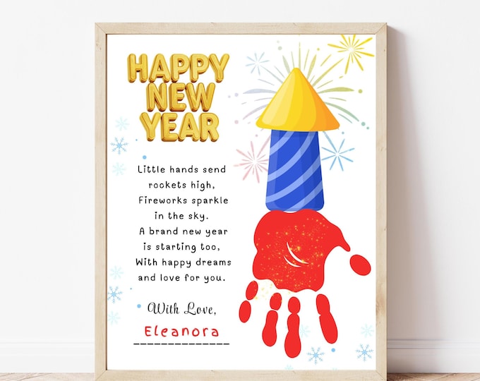 New Years Handprint Craft, 2026 New Year's Printable Handprint Art ...