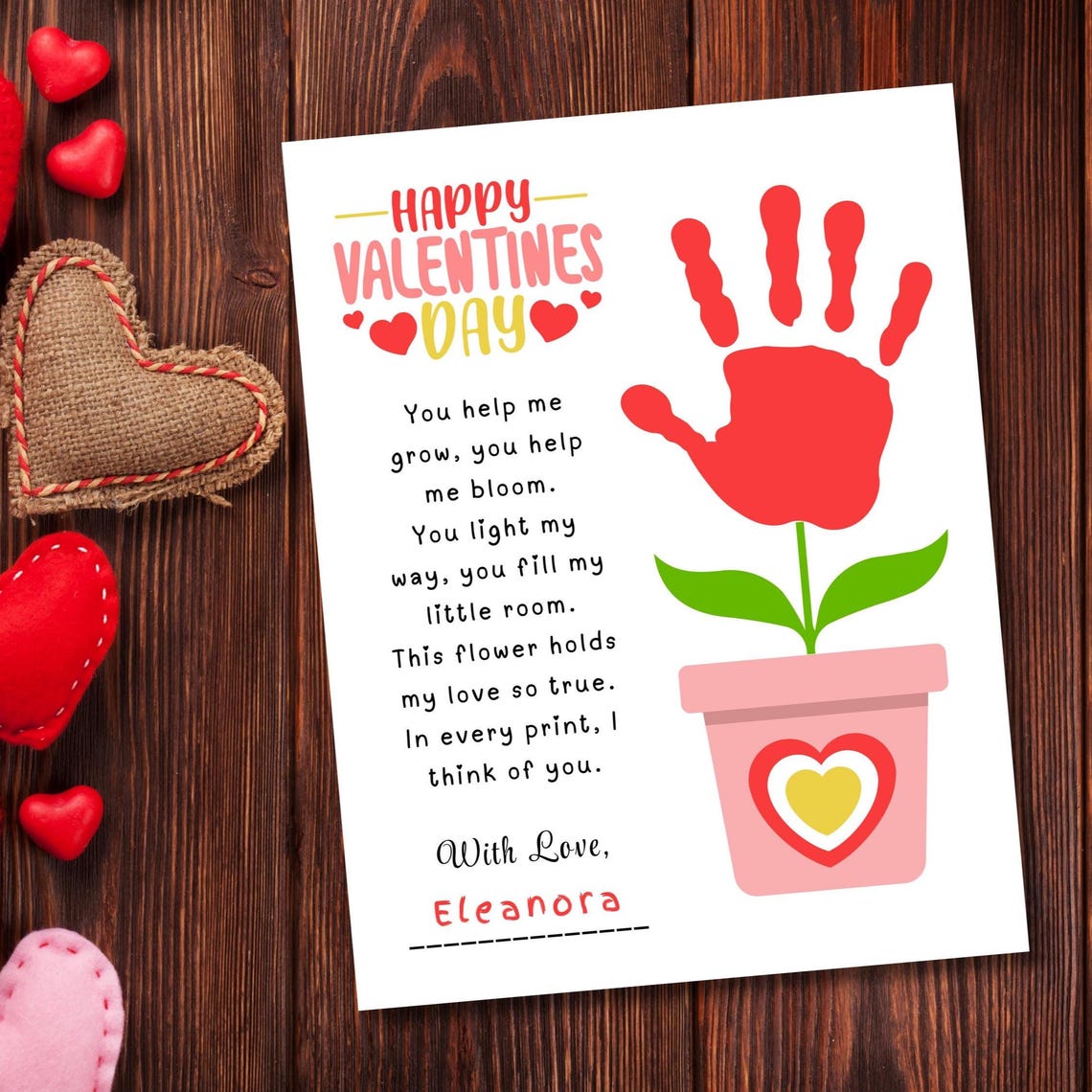 Valentines Day Handprint Craft, 2026 Valentines Handprint Template ...